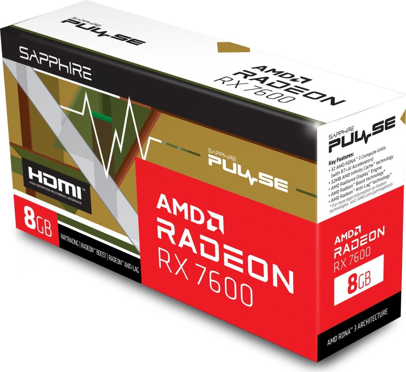 SAPPHIRE Pulse Radeon RX 7600 OC Edition 8GB GPU - ExtremePC