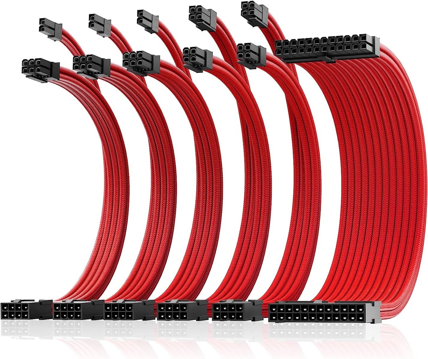 Red Custom Sleeved Cables - ExtremePC